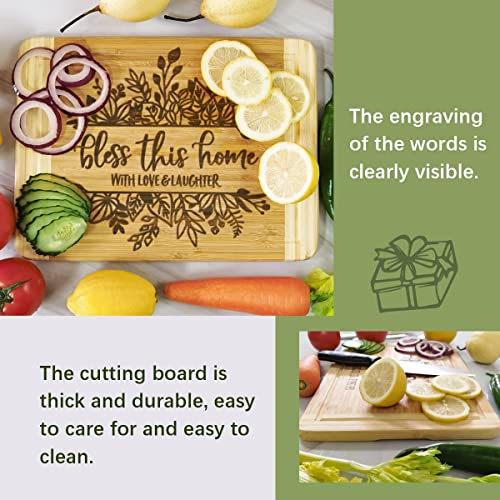 Engraved Cutting Board,New Home Owner Gifts, Housewarming Gifts - Bless This Home, With Love & Laughter