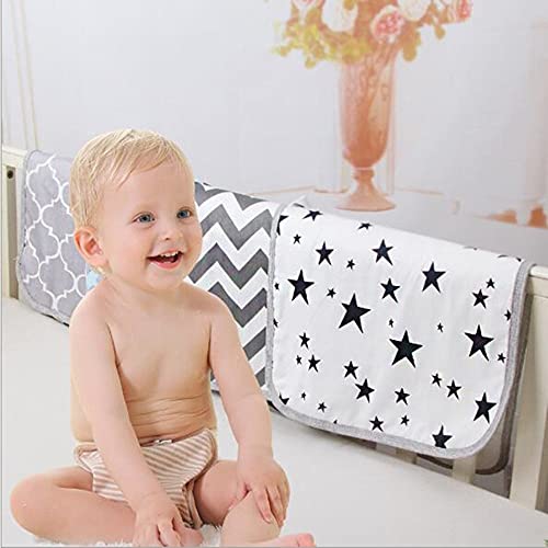 Baby Diaper Changing Pad,31.5'' X 43.3''Washable Reusable Breathable Leak Proof Infant Portable Travel Nappy Multi Function Washable Mat for Home and Outdoor (White Star)