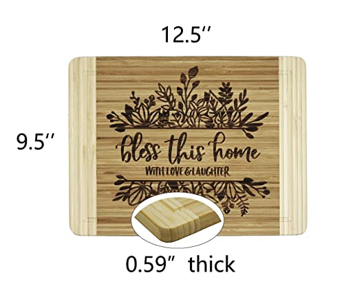 Engraved Cutting Board,New Home Owner Gifts, Housewarming Gifts - Bless This Home, With Love & Laughter