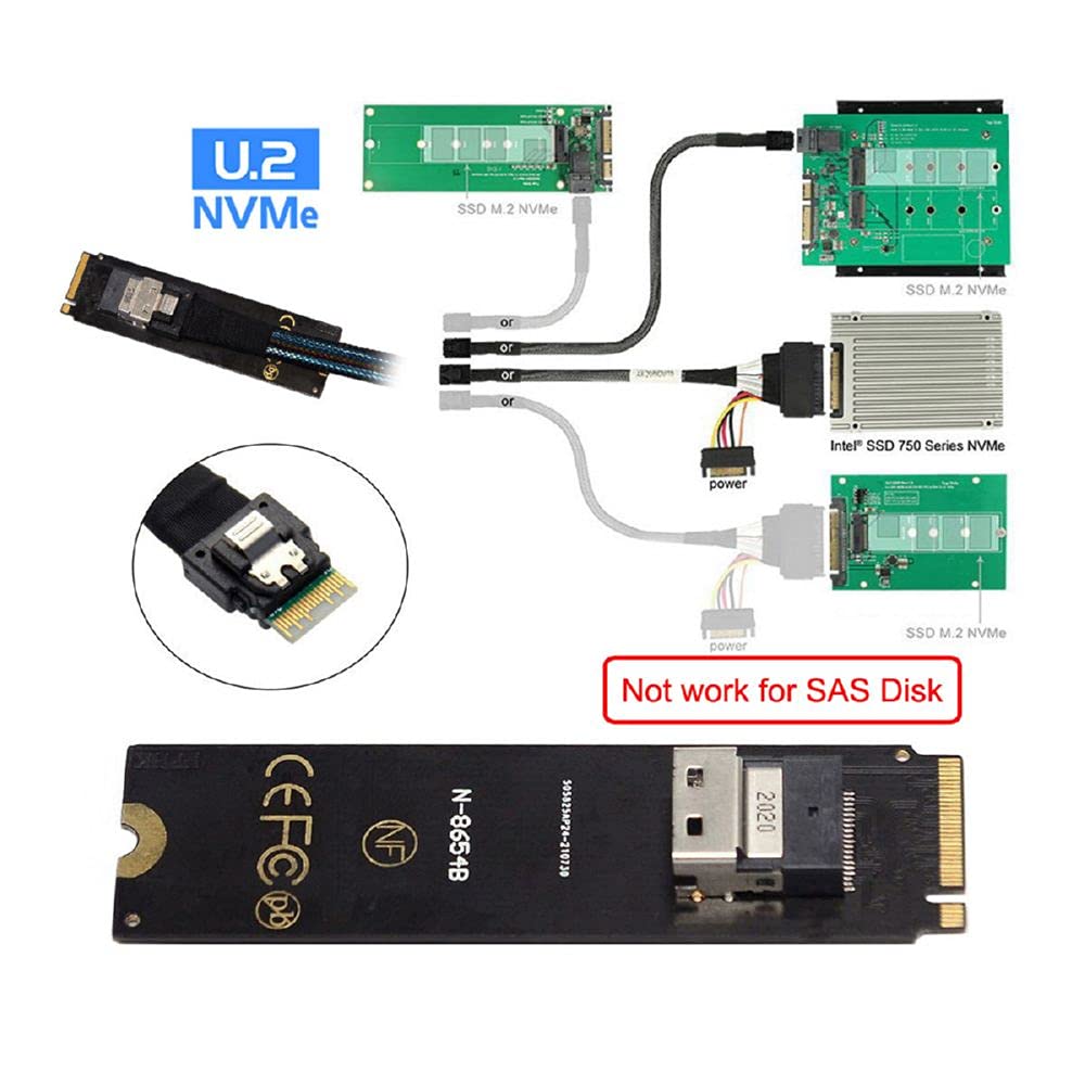 Cablecc NGFF M-Key NVME to U.2 U2 Kit SFF-8639 to SFF-8654 Slimline SAS PCIe SSD Adapter for Mainboard