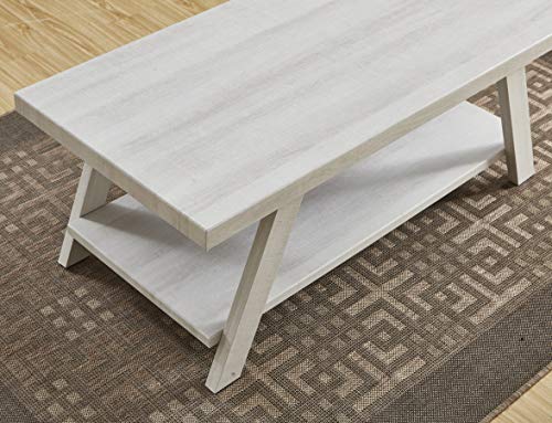 Roundhill Furniture Athens Contemporary Wood Shelf Coffee Table, White