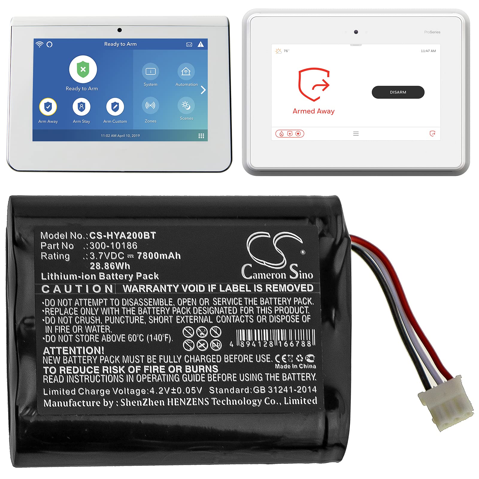 CS Cameron Sino Replacement Battery for ADT Command Smart Security Panel, Compatible with Honeywell Pro 7 AI05-2 AIO7-1 AIO7-2(7800mAh,3.7V,Li-ion)