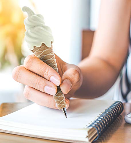 Planet Pens Bundle of Cute Treats: Sparkle Pink Donut, Vanilla Cone Ice Cream, & Ice Treat Novelty Pens - Fun Unique Office Supplies Ballpoint Pens For School & Office - 3 Pack
