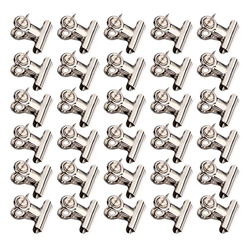 Z ZICOME 1.2" Metal Clips with Pins for Cork Boards, Bulletin Boards, Silver, 30 Pack