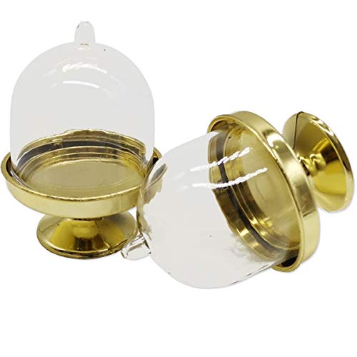 TIHOOD 12PCS Mini Cupcake Stand, Tiny Cake Dome with Clear Plastic for Chocolate, Cheese, Coconut Macaroons, Rum Balls, Candies & More!