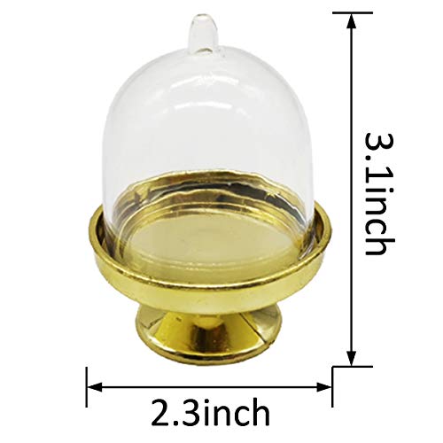 TIHOOD 12PCS Mini Cupcake Stand, Tiny Cake Dome with Clear Plastic for Chocolate, Cheese, Coconut Macaroons, Rum Balls, Candies & More!