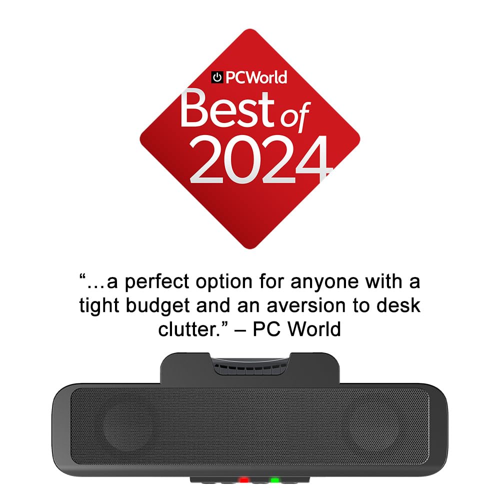 Cyber Acoustics USB Speaker Bar (CA-2890) – Stereo USB Powered Speaker, Easily Clamps to Monitor, Convenient Controls
