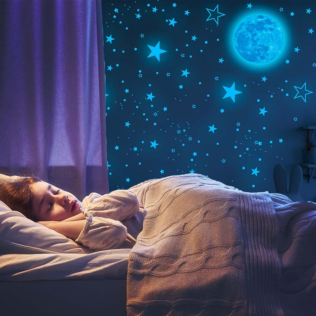 Zeelina Glow in The Dark Stars for Ceiling 1049 Pieces Adhesive Wall Stickers Including Glow Stars and The Moon,Glowing Stars for Ceiling and Wall Decals,Perfect for Kids Bedroom and Kids Birthday