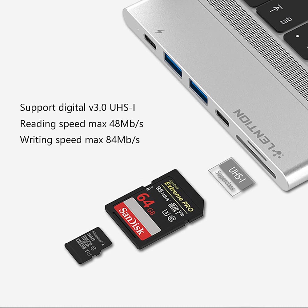 Port Expander USB C Hub Adapter USB-C Docking Station USB Adapter 7-in-2 with 4K HDMI, 100W PD, USB-C and 2 USB 3.0, SD/TF Card Reader USB Splitter (Color : Silver)