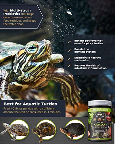 Ultra Fresh - Turtle Nutri Stick, Wild Sword Prawn, Calcium & Vitamin D Enriched Aquatic Turtle Food with Probiotics for Picky Turtles, Made from All Natural Ingredients 3.35 oz