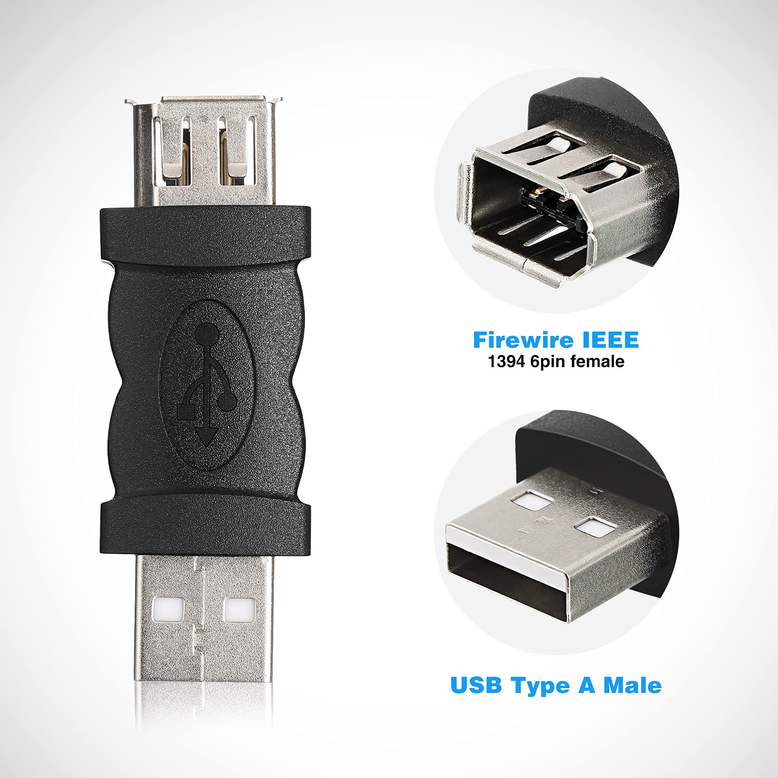 Fiada 4 Pieces Firewire 6 Pin USB Adapter, Female F to USB M Male Cable Converter, Compatible with Digital Cameras, Printers, MP3 Players, Cellular Phones