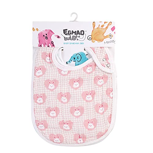 Snap Muslin Bibs for Girls, 3-Pack Baby Bibs for Infants, Newborns and Toddlers, 100% Cotton Muslin Absorbent & Soft Layers, Adjustable Snaps,"Girlish Romance"