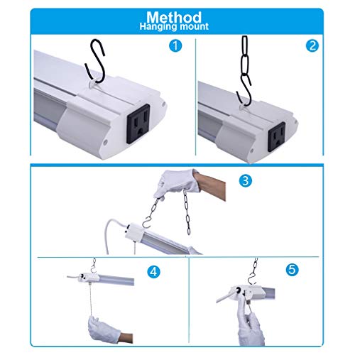 HOLDWILL 2 Pack LED Shop Light,4FT 48W Linkable Utility Integrated Ceiling Lighting Fixture, 3 CCT Selectable 3KK/4KK/5KK Hanging Mount with Pull Chain LED Workbench Light for Workshop