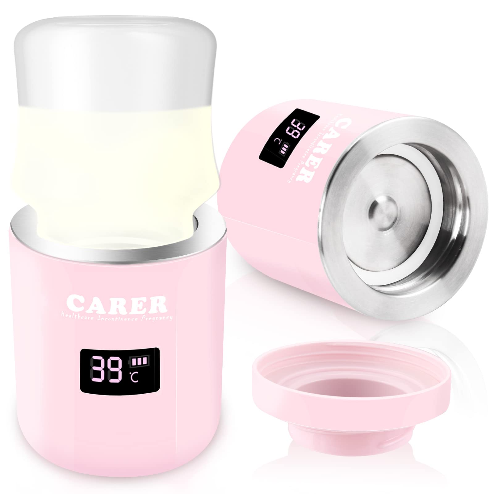 Bottle Warmer Portable Baby Milk Warmer with LCD Milk Fast Heater Breastmilk Warmer Rechargeable Baby Milk Instant Warmer for Night Feeding Travel Car Baby Brew Bottle Warmer Milk Heating Keeper