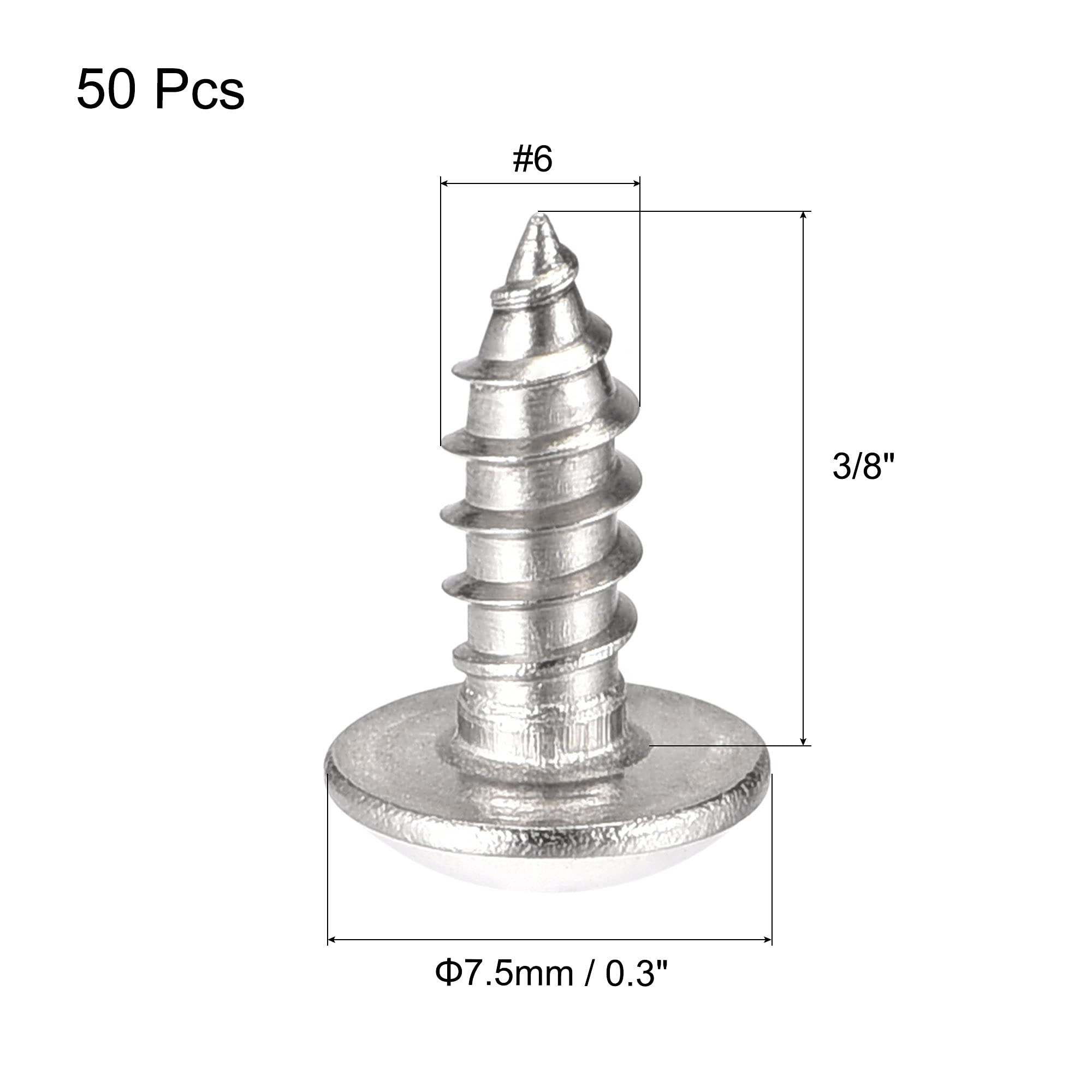 uxcell Phillips Head Self Tapping Screws, #6 x 3/8" 304 Stainless Steel Wood Sheet Metal Screw 50pcs