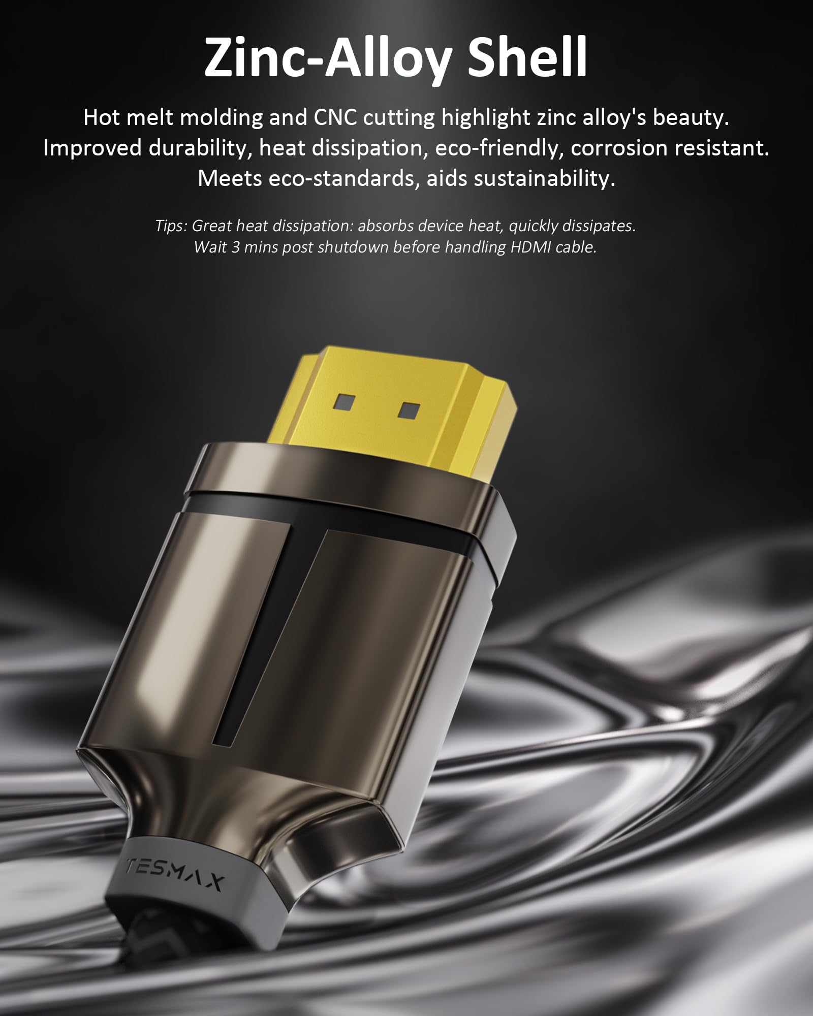 8K HDMI Cable 48Gbps 6.5FT, TESMAX Certified Ultra High Speed 8K60Hz 4K120Hz, HDCP 2.2 2.3 Dynamic HDR HDR10 eARC,Compatible with Dolby Vision Apple TV 4K/Samsung/LG/Sony/Ruko/PS5/Xbox/RTX3080/Blu-ray