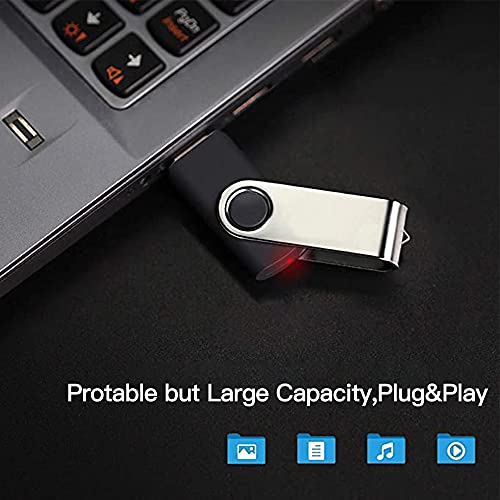 32GB USB Flash Drives 5 Pack, TYSHCY 32 GB USB 2.0Thumb Drives Swivel Memory Stick Jump Drive Zip Drive with LED Light for Data Storage Backup, Black