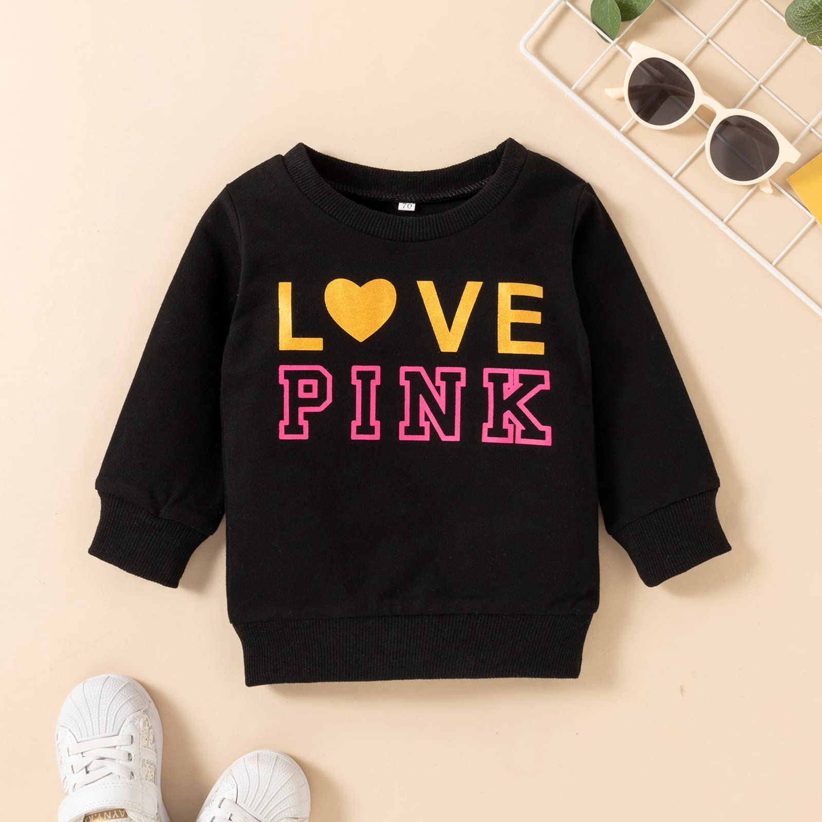 U·nikaka Toddler Girl Clothes Sweatshirt Outfits Sweatsuit Winter Fall Sweatpants Pant Clothing Set Black 18-24 Months