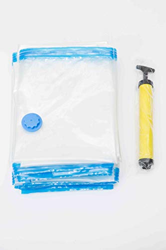 Olmecs 10-pack Vacuum Space Saver Storage Bags with Vacuum Travel Hand Pump Space Saver for Clothes Blankets Duvets Pillows Comforters