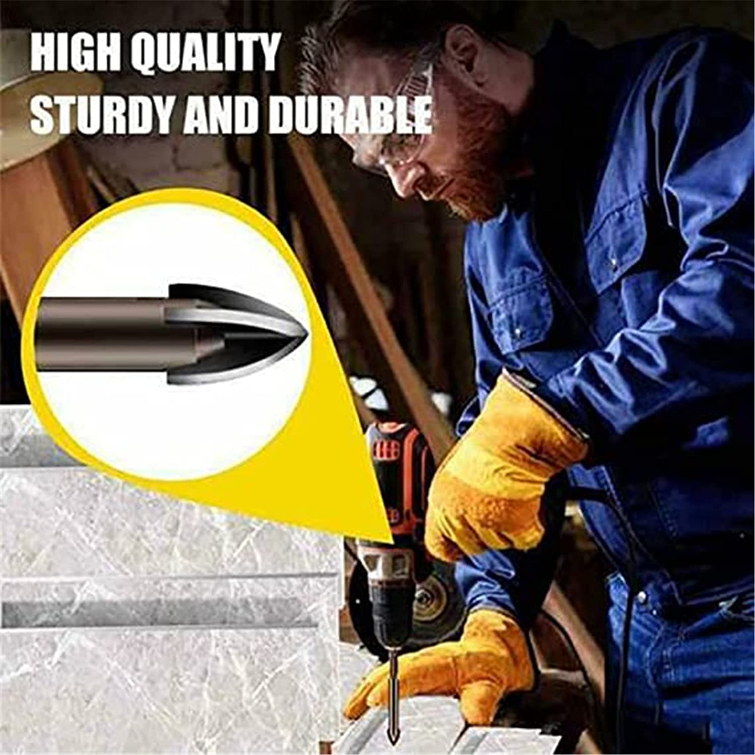 PETSBURG Efficient Universal Drilling Tool, 5PCS Carbide Drill Bit Set, Triangle Tile and Concrete Drill Bit,Multifunctional Cross Alloy Drill Bit for Tile,Concrete,Brick,Glass,Plastic,Wood (1Set)
