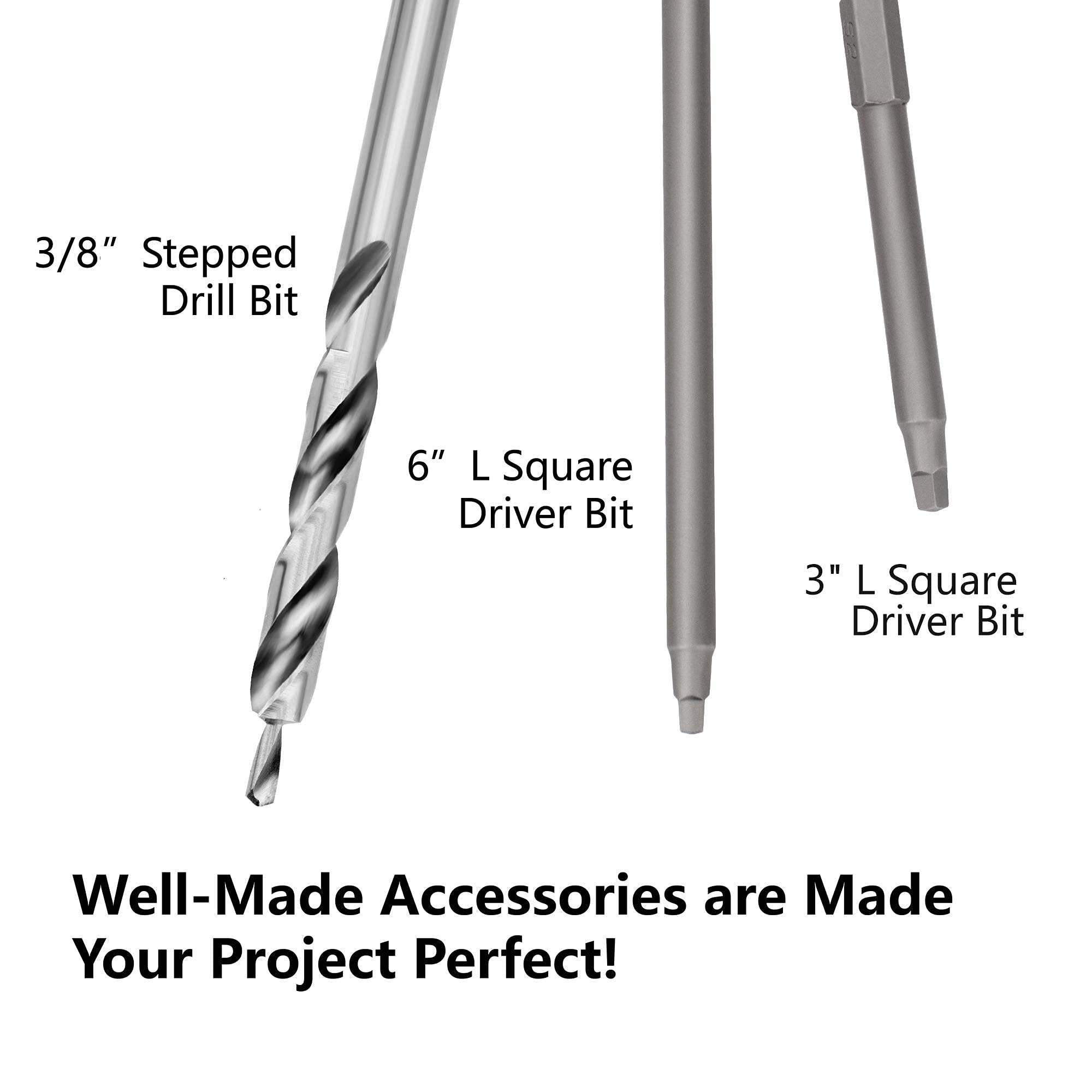 MulWark Premium Pocket Hole Jig System Kit & 5PC 3/8" Quick-Change 82°-Chamfered Adjustable Countersink Drill Bit Set incl. 5pcs Free Replaceable HSS Drill Bits for Wood