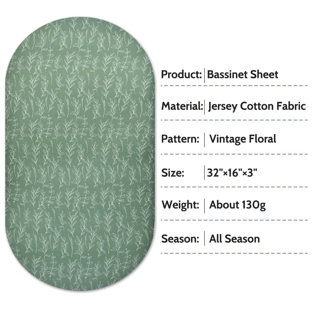 Bassinet Sheet, Jersey Cotton for Baby Boy/Girl, Fitted Sheets Flexible for Most Bassinet Mattress