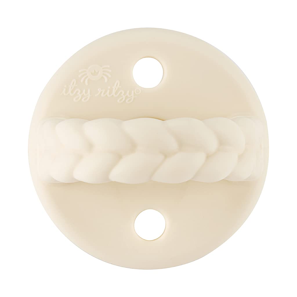 Itzy Ritzy Silicone Orthodontic Pacifiers - Sweetie Soother Pacifiers with Collapsible Handle & Two Air Holes for Added Safety, Baby Pacifiers for Ages 0-6 Months (Buttercream & Toast)