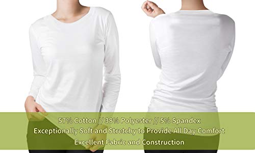 BaHoki Essentials Long Sleeve Undershirts for Scrubs - Great Stretch and Layering Piece - Multipurpose and Durable (White, M)
