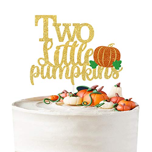 Two Little Pumpkins Cake Topper,Twins Birthday Cake Decor,Fall Twins Baby Shower,Baby Boys / Girls Little pumpkin Party Decorations
