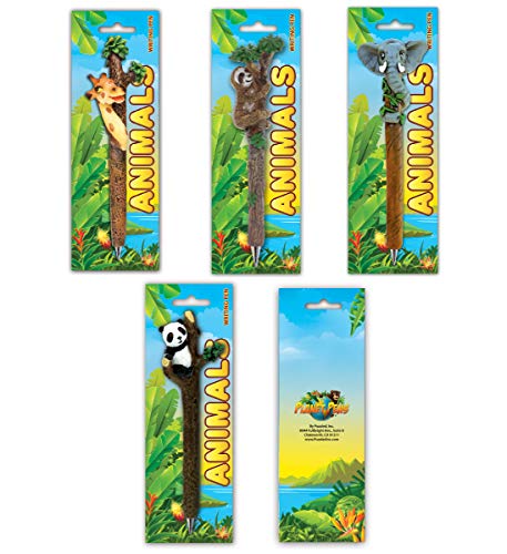 Planet Pens Bundle of Cute Giraffe, Elephant, Panda, & Sloth Novelty Pens - Ballpoint Pens Colorful Zoo Animals Writing Pens Instrument For School & Office - 4 Pack