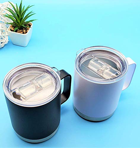 Personalized Insulated Coffee Mug with Lid - 12 oz -Customize with Name or Text - Custom Travel Cup