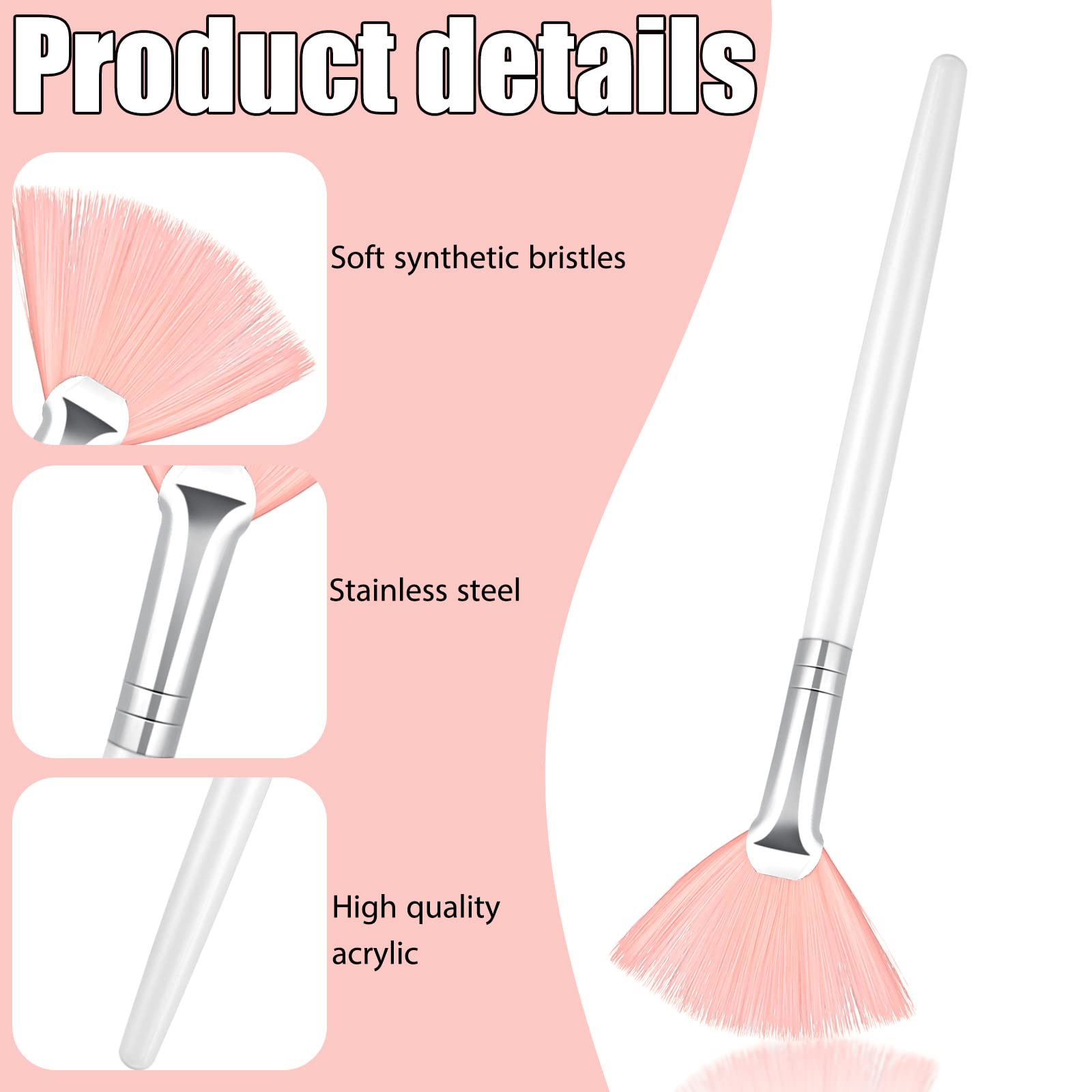 Patelai 14 Pieces Fan Brushes Applicator, Mask Brushes for Facial Makeup Tools for Face Cosmetic(Pink)