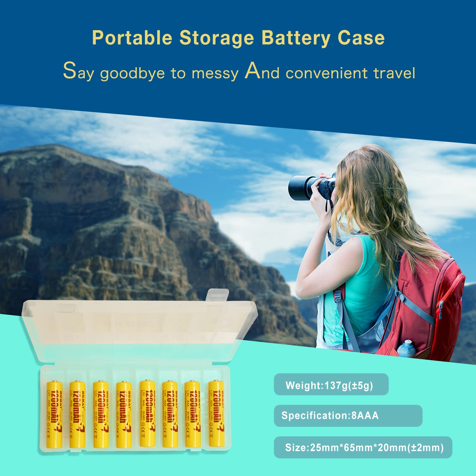 AAA Rechargeable Battery 1200mAh Triple AAA Batteries Rechargeable AAA Batteries AAA Size 8 Pack Triple A Batteries 1.2V Triple A Battery High Capacity 3a Batteries NiMH AAA Rechargable Batteries