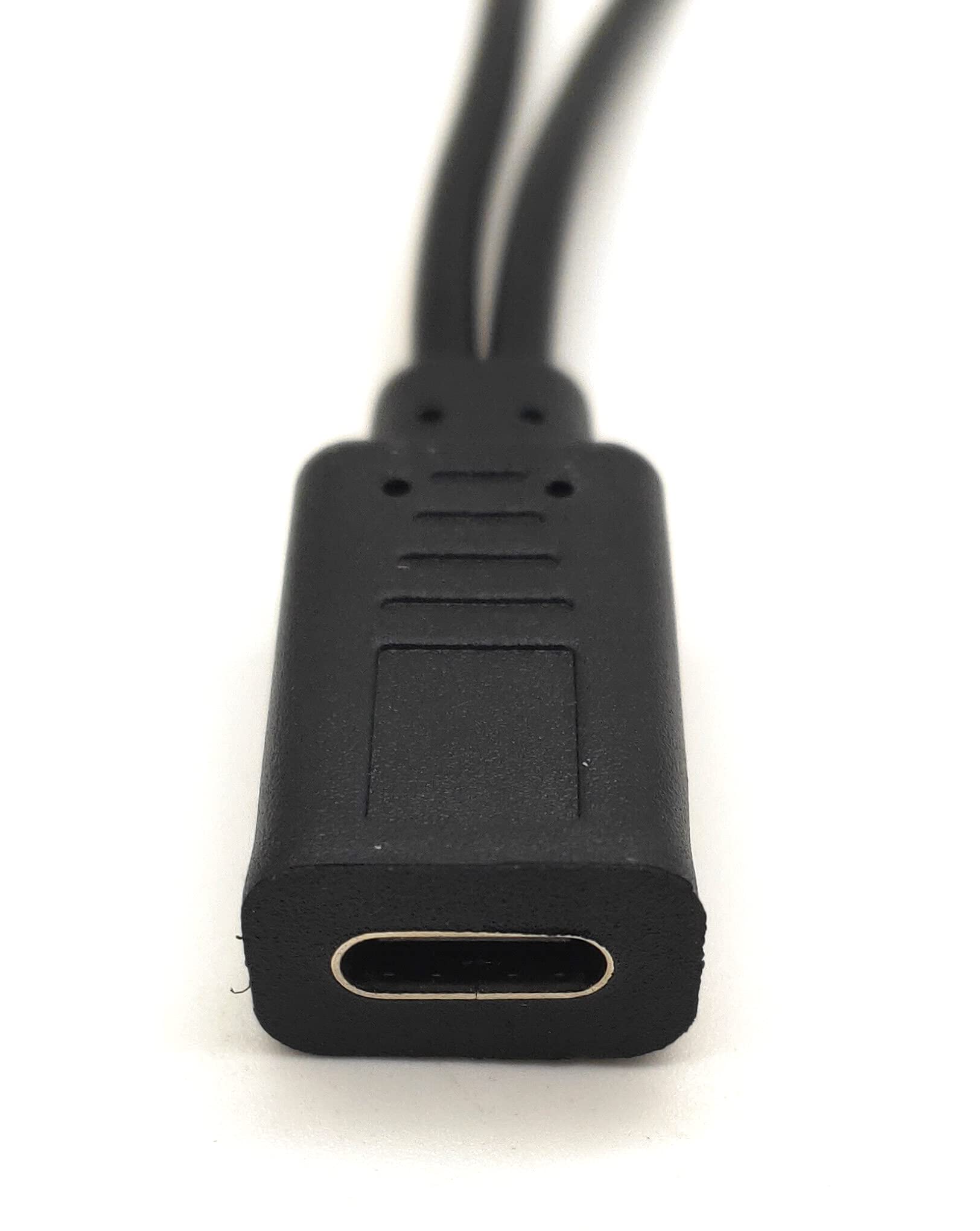 Traovien USB C Splitter Cable, USB Type C Female to Male and Micro USB Male Y Splitter Extension Charge Cable (0.3m/12inch 1Pcs)