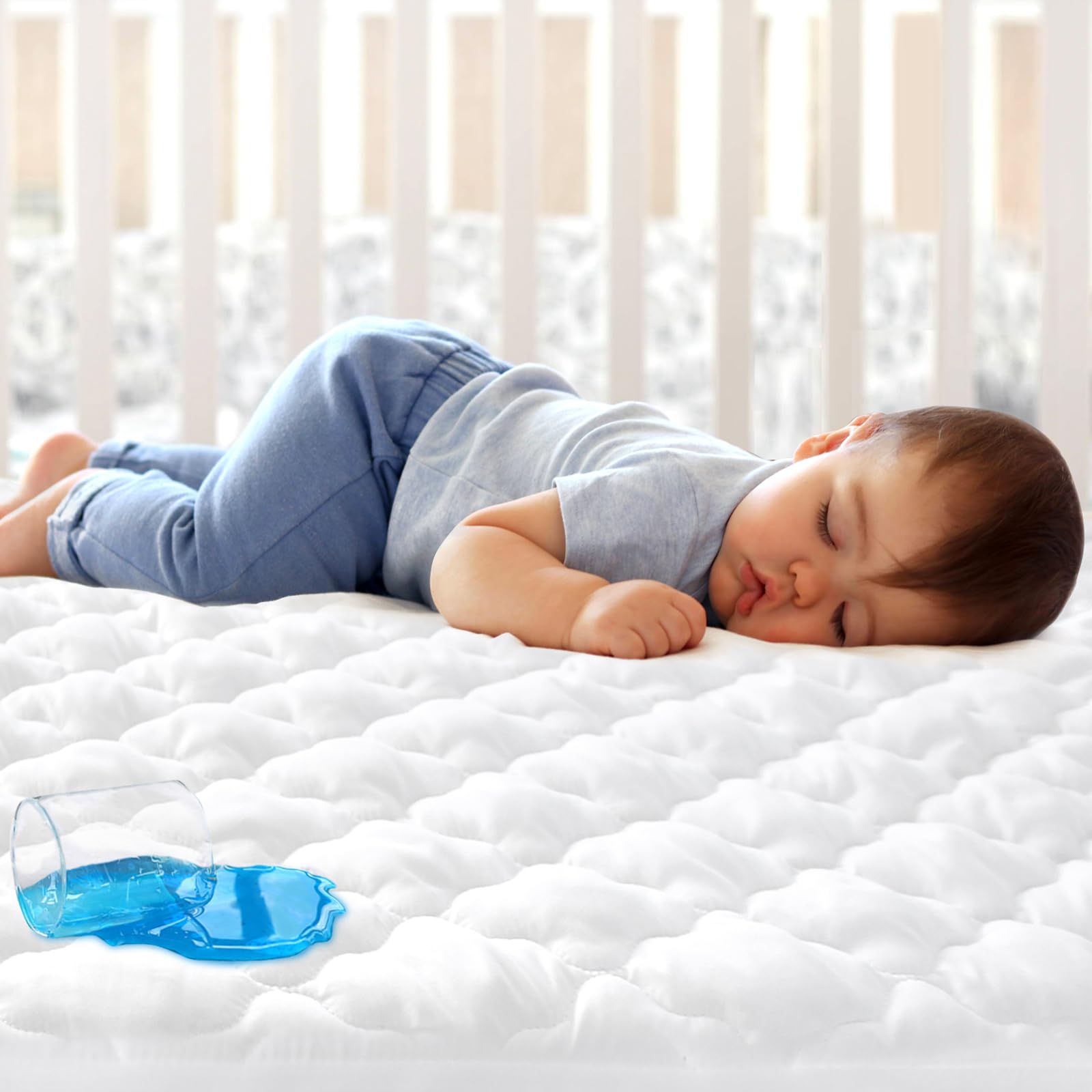 Crib Sheets for Boys 2 Pack & Crib Mattress Protector Waterproof