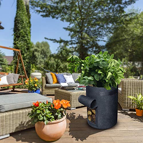 Gardzen 6 Pack BPA-Free 10 Gallon Vegetable Grow Bags with Access Flap and Handles, Suitable for Planting Potato, Taro, Beets, Carrots, Onions, Peanut