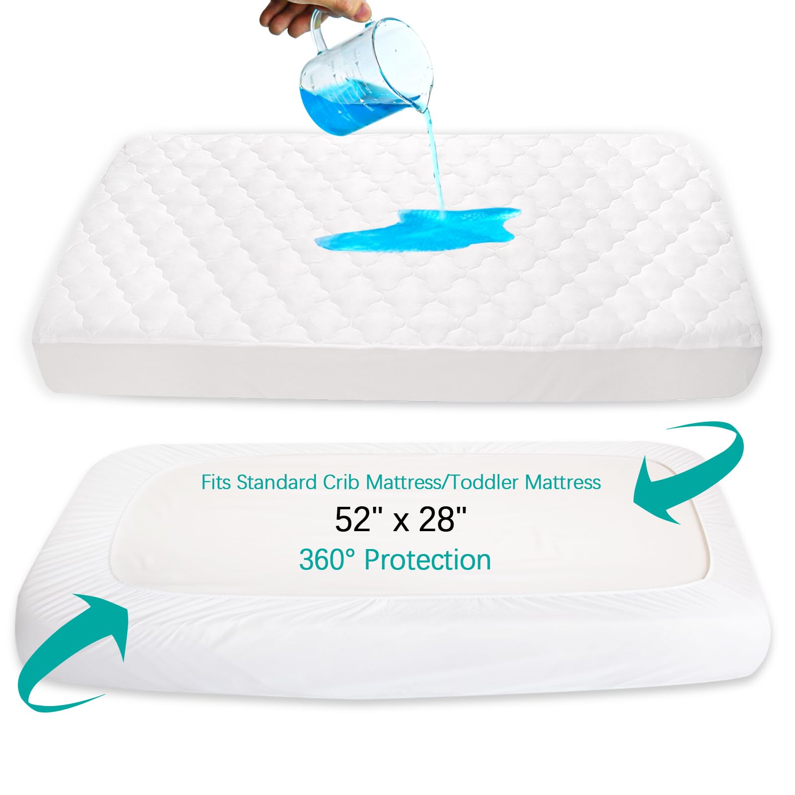 Crib Sheets for Boys 2 Pack & Crib Mattress Protector Waterproof