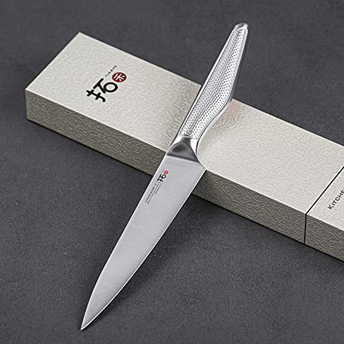 TURWHO Chef Utility Knife 6 inch Ultra Sharp Food Knife with Ergonomic Hollow Handle German Stainless Steel Small Kitchen Knife for Cooking Chopping