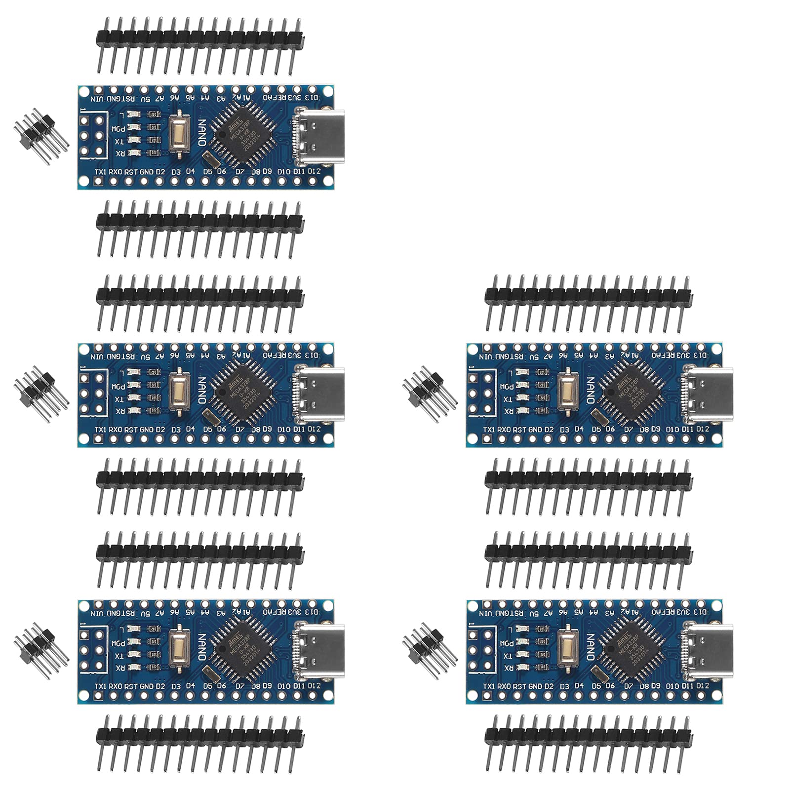 AITRIP 5pcs for Nano Board CH340/ATmega+328P Without USB Cable, Type-C Connection Compatible with Arduino Nano V3.0