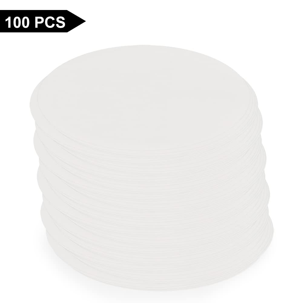 stonylab Qualitative Filter Paper, 100 Packs Slow Flow Rate Cellulose Filter Paper Circles with 10 Micron Particle Retention, 74 mm Diameter