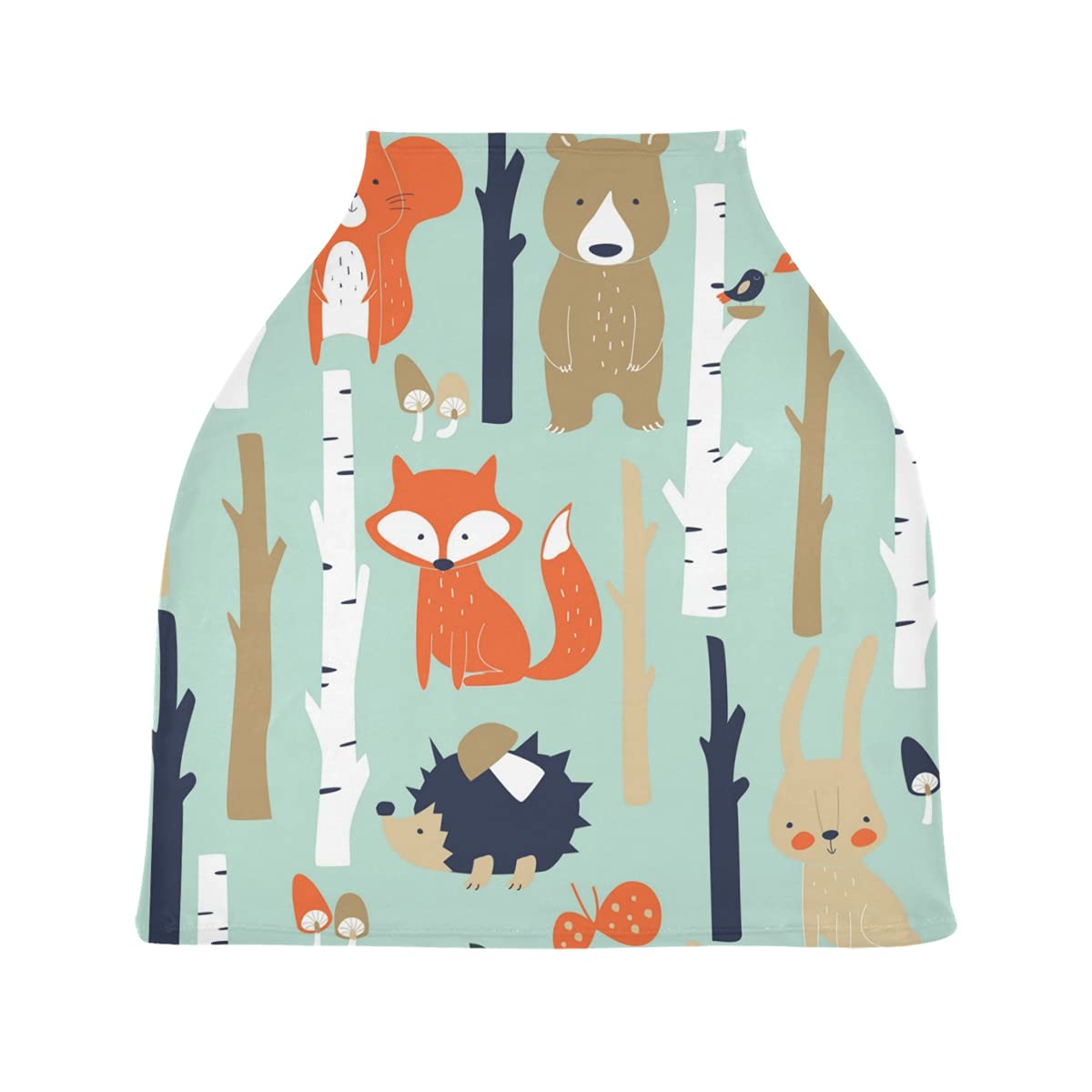 Animal Fox Bear Rabbit Nursing Cover Breastfeeding Scarf, Stretchy Infant Carseat Canopy Multi-use Stroller Cover Car Seat Cover for Baby Girl Boy