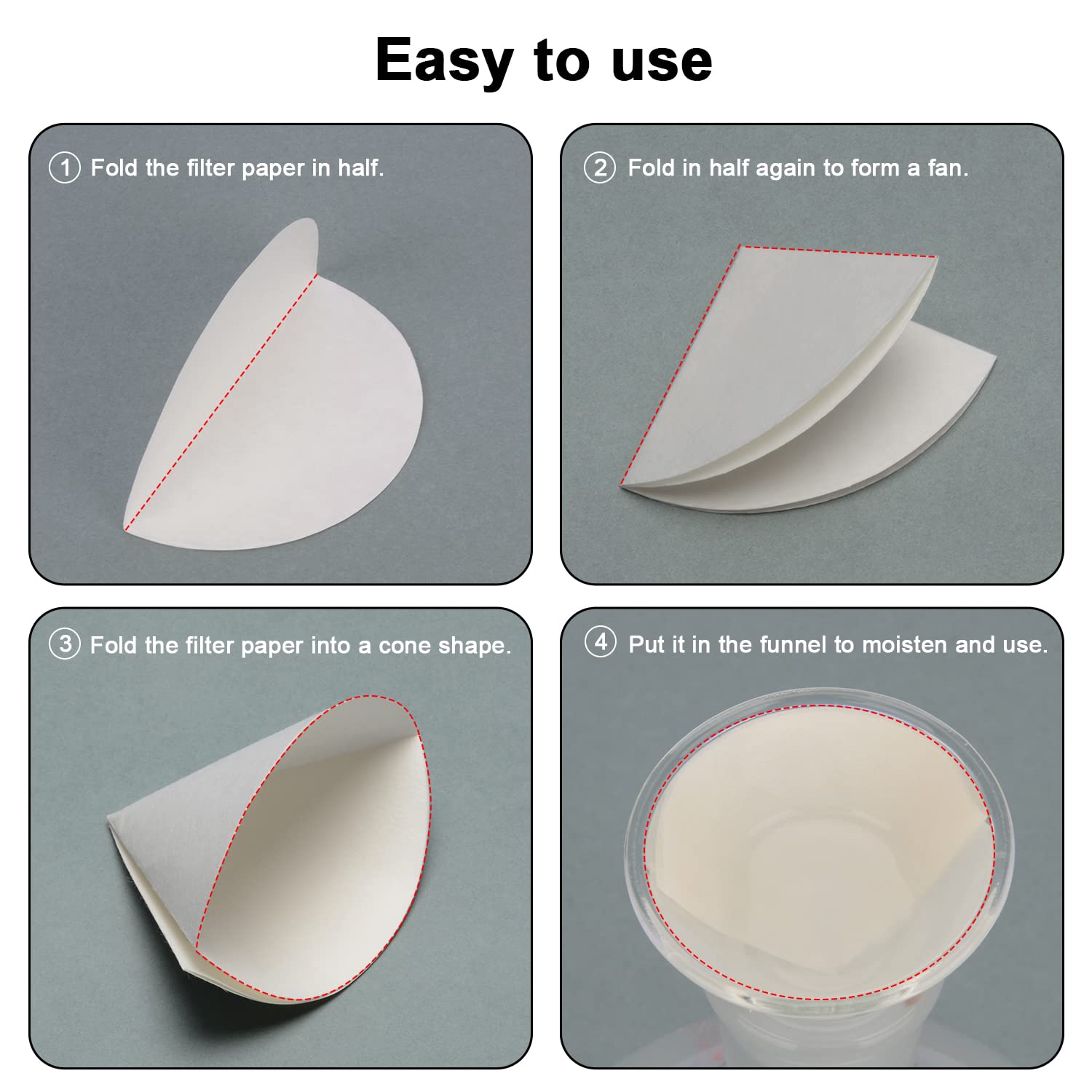 stonylab Qualitative Filter Paper, 100 Packs Slow Flow Rate Cellulose Filter Paper Circles with 10 Micron Particle Retention, 74 mm Diameter