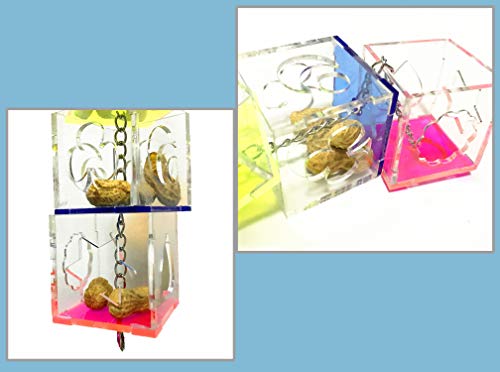 OFLAO Bird Foraging Toys,Creative Parrot Feeder Box,Hanging Treat Foraging Toy for Anchovies,Parakeets,Cockatiel,Conure,Mynah,Macow