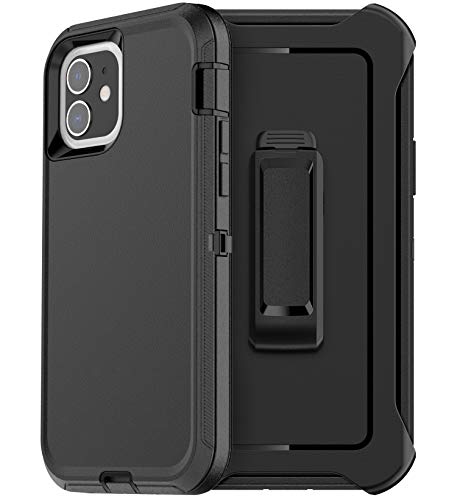 Defense iPhone 12 Case iPhone 12 Pro Case with Two Screen Protector 3 Layer Rugged Heavy Duty Cases for iPhone 12/ iPhone Pro,6.1 inch 2020 (Black)