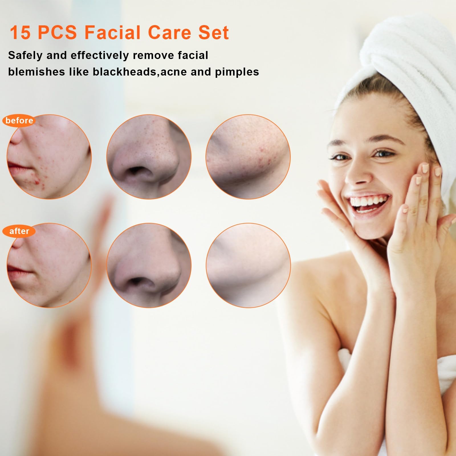 Pimple Popper Tool Kit, 15 PCS Blackhead Remover Comedone Acne Extractor Tools, Professional Sharp Stainless Skin Blemish Removal Pimple Tools with Metal Case