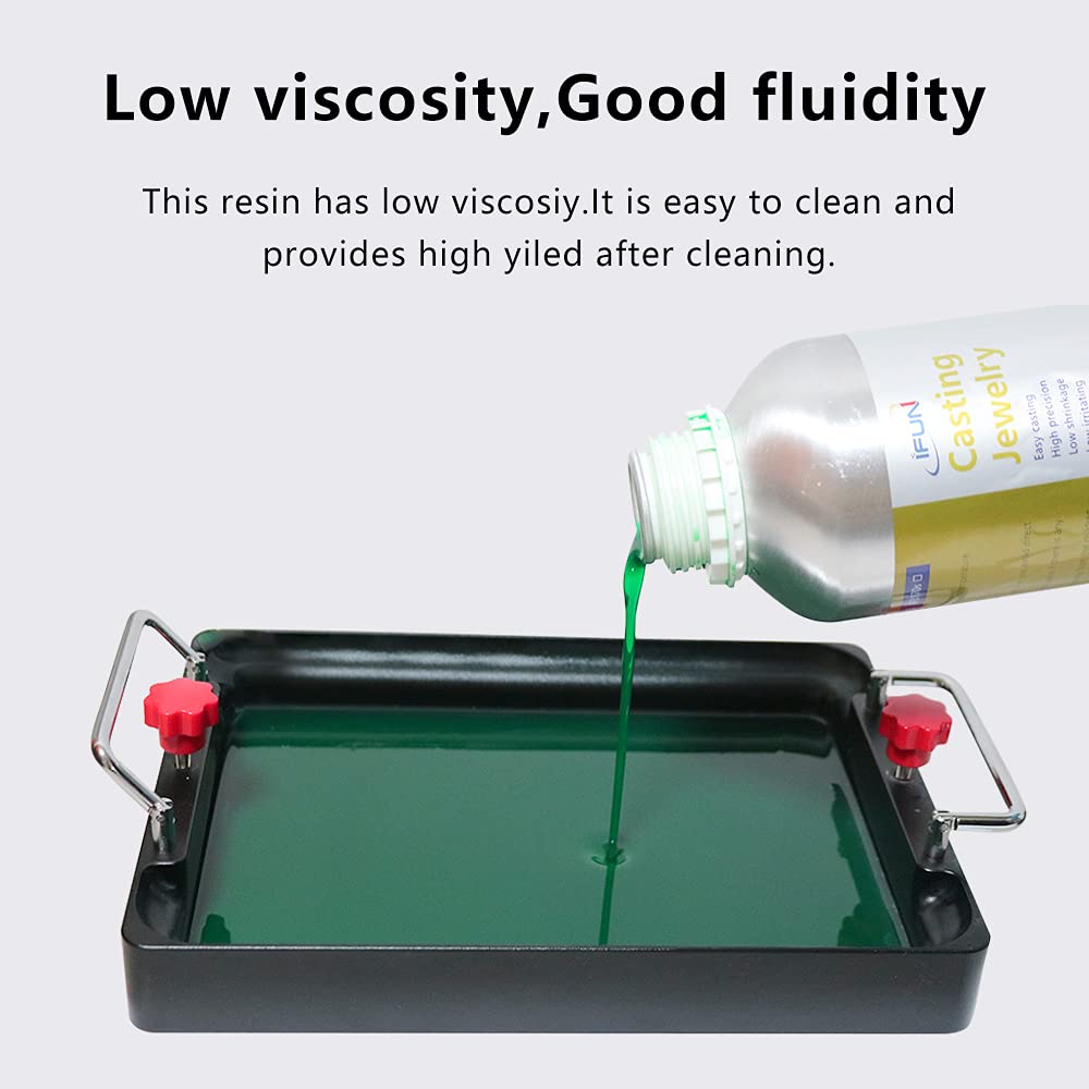 IFUN Jewelry Casting Resin for 405nm LCD DLP Printing-Easy to Print Use and Burn High Resolution- 3D Printer Photosensitive Castable Resin Liquid- Green 500g