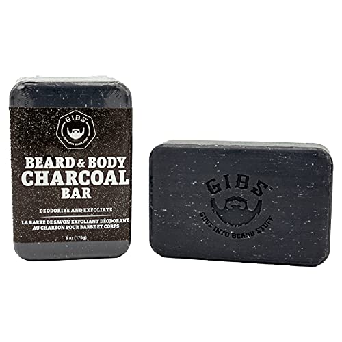 GIBS Grooming BBC Charcoal Bar - Deodorizing Soap, Spicy and rich with hints of cardamom, pepper, leather and clove., 6 oz.