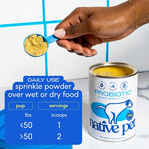 Native Pet Probiotic for Dogs - Vet Created Probiotic Powder for Dogs for Digestive Issues - Dog Probiotic Powder + Prebiotic + Bone Broth - 232 Gram 6 Billion CFU- Probiotics Dogs Will Love! (8.2 oz)