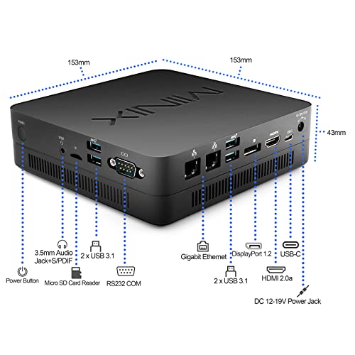 MINIX NGC-5, Intel i5-8279U Mini PC 8GB/256GB M.2 NVMe SSD, Triple 4K @ 60Hz Display/HDMI 2.0/ USB-C/DP/2xGigabit Ethernet/4USB 3.1. Support 4G LTE, SSD (SATA), Auto Power On