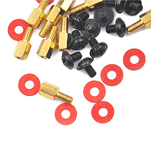 Connectors (20x Screw+20x Motherboard Riser +20x Washer) 6.5mm 6-32-M3 Computer Golden Motherboard Riser+Screws + Red Washers 34YD - (Color: 2)